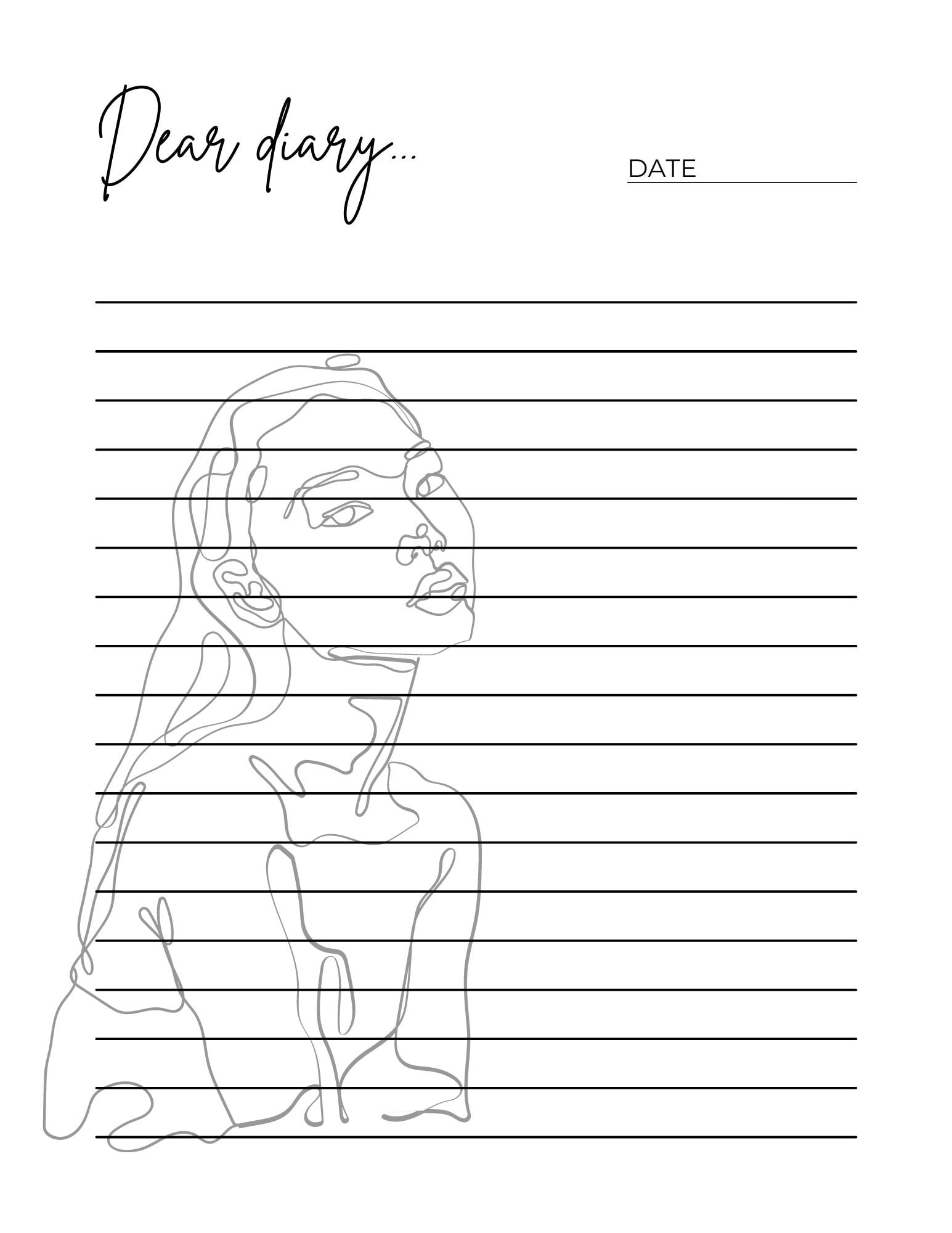 PRINTABLE BLANK Diary/notes Inserts| Face Drawings | Printable Planner ...