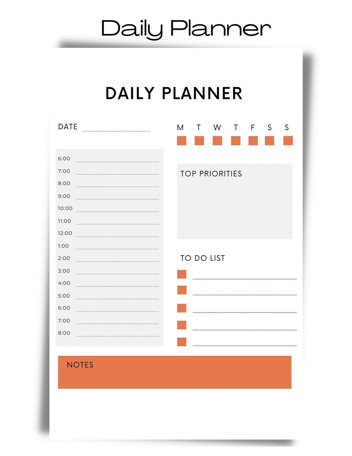 PRINTABLE DAILY PLANNER | Printable Productivity Day Planner for Work ...