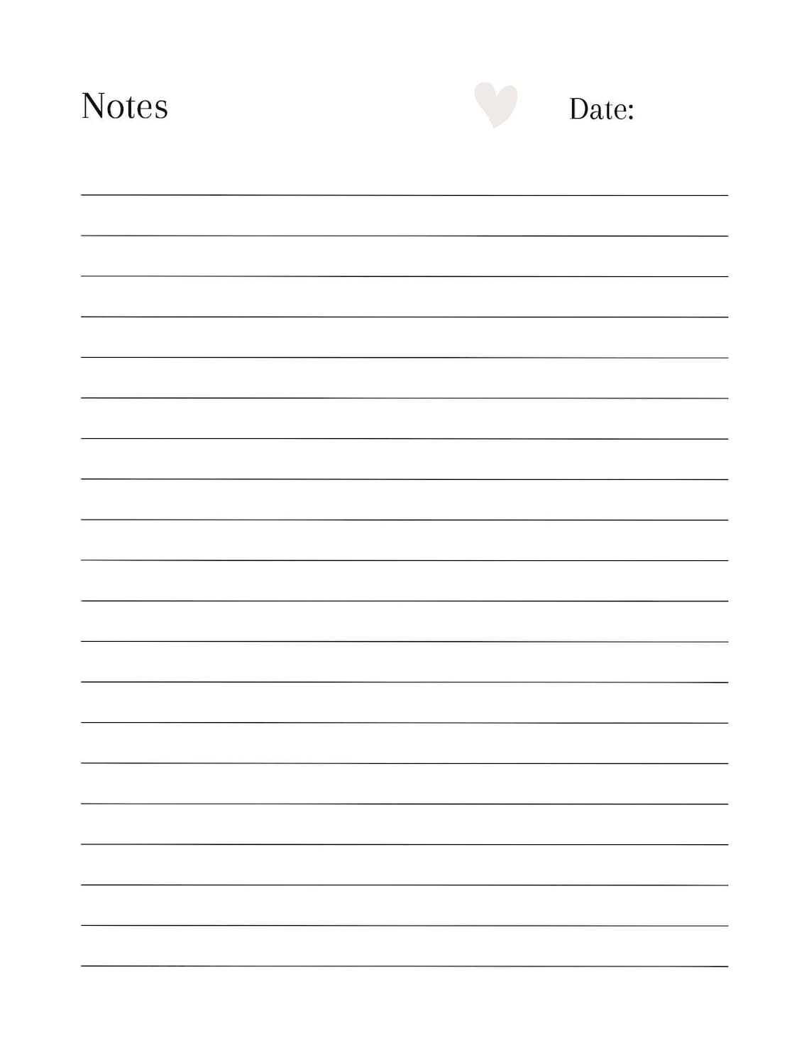PRINTABLE BLANK Notes/diary Hart Shaped Insert Template | Printable ...