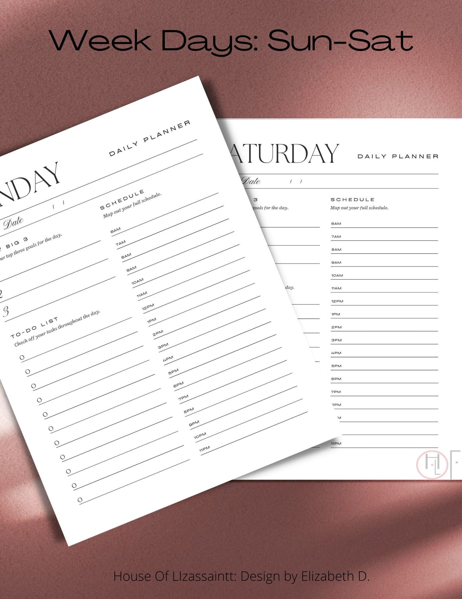 PRINTABLE DAILY BUNDLE Planner bundle Days of the Week Productivity Day ...