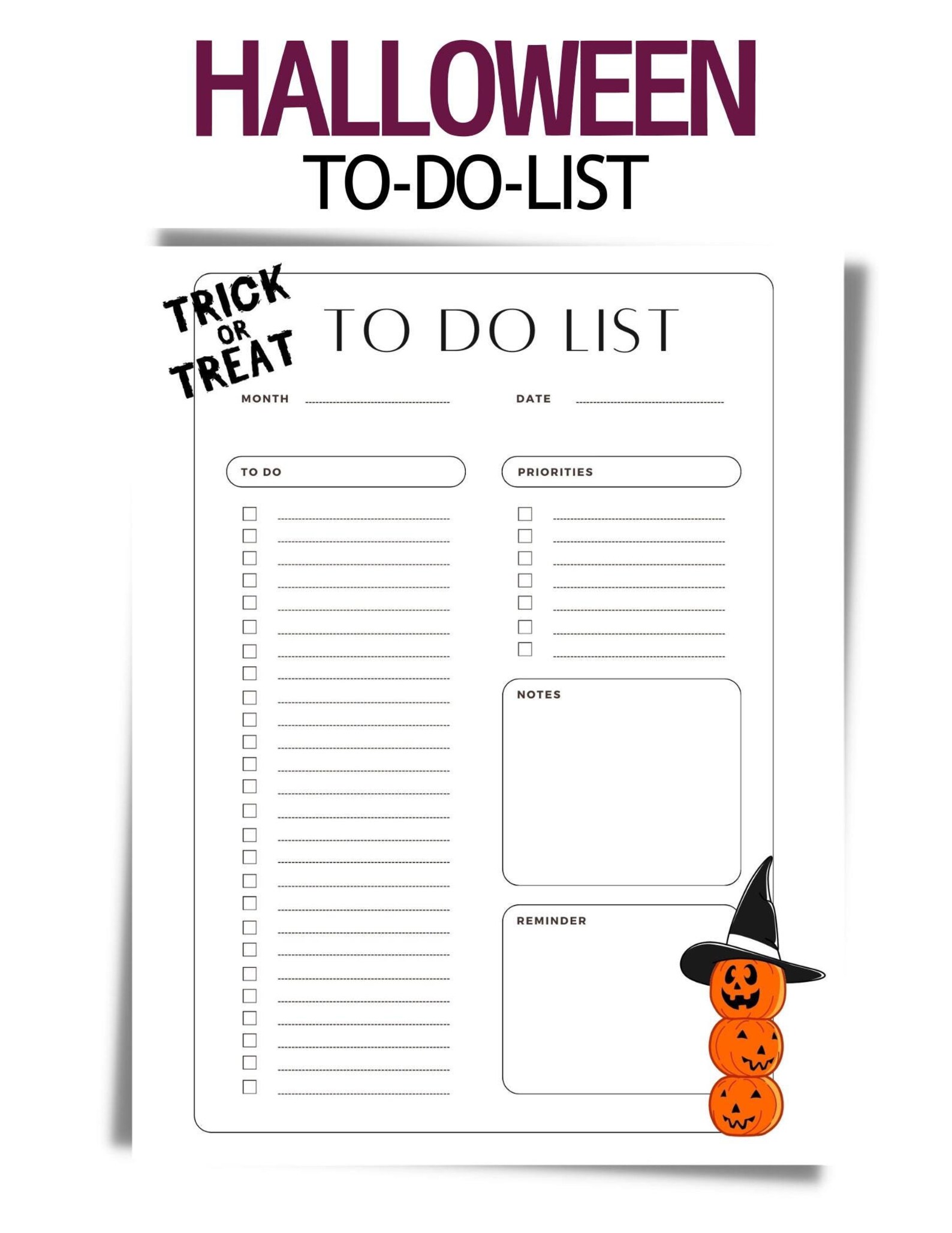 HALLOWEEN TO-DO List | Planner | Printable | Digital | Halloween List ...
