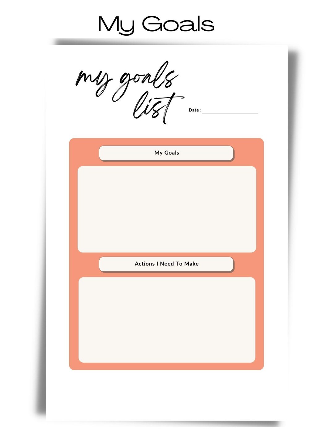 PRINTABLE BLANK Goals/notes Page Template | Personal Growth |printable ...