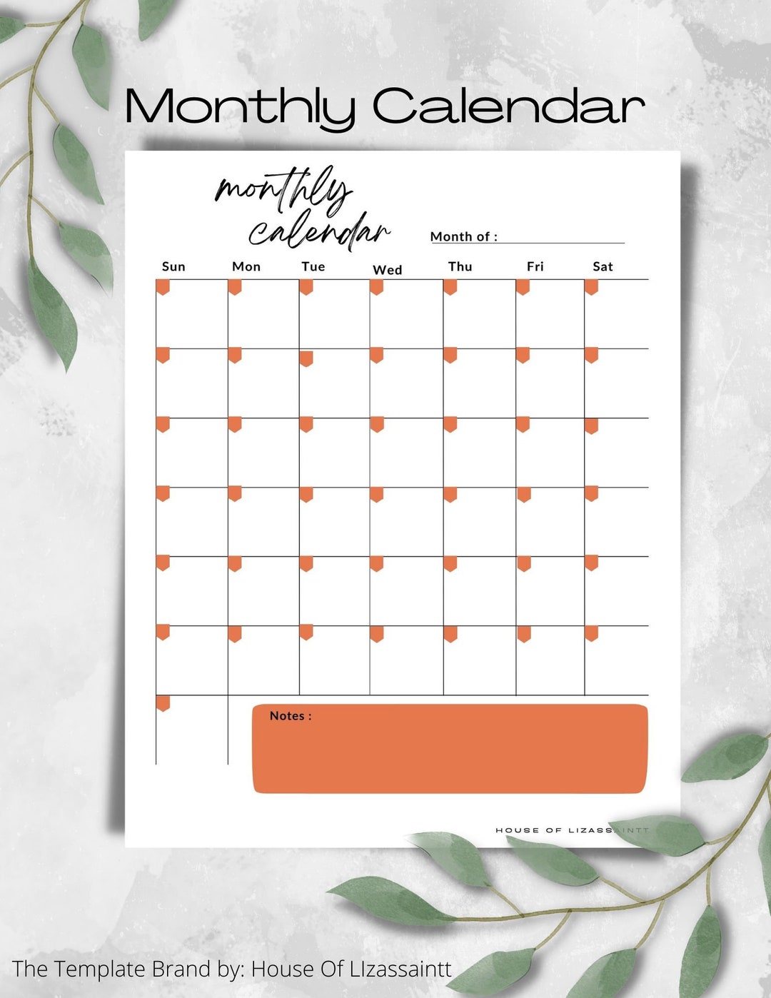 BLANK PRINTABLE MONTHLY Planner Template Work Day Instant Downloadable ...