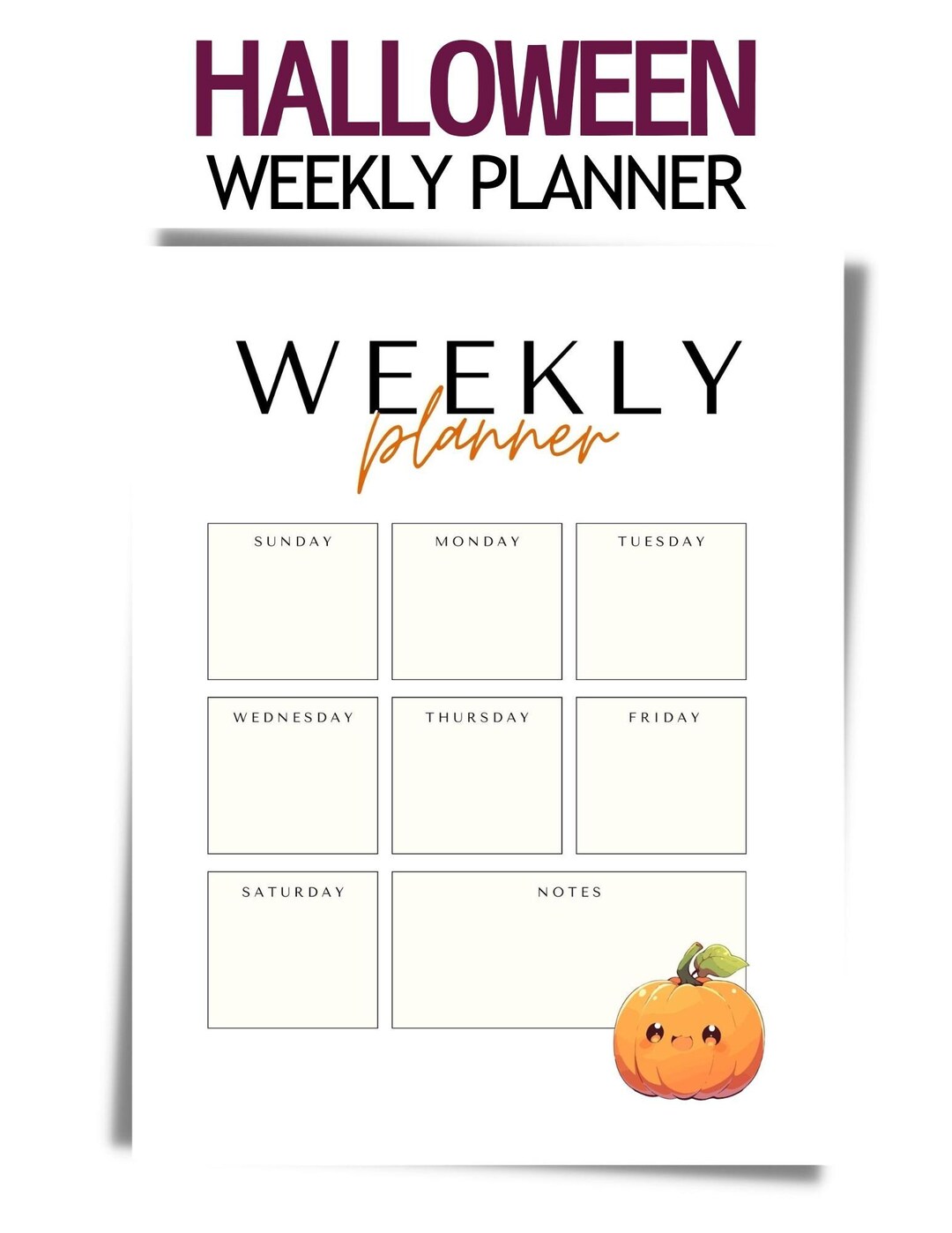 PRINTABLE HALLOWEEN WEEKLY Planner W/happy Pumpkin | Happy Vibes ...