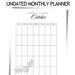 UNDATED HALLOWEEN CALENDAR W/bat Monthly Planner | Insert | Undated ...