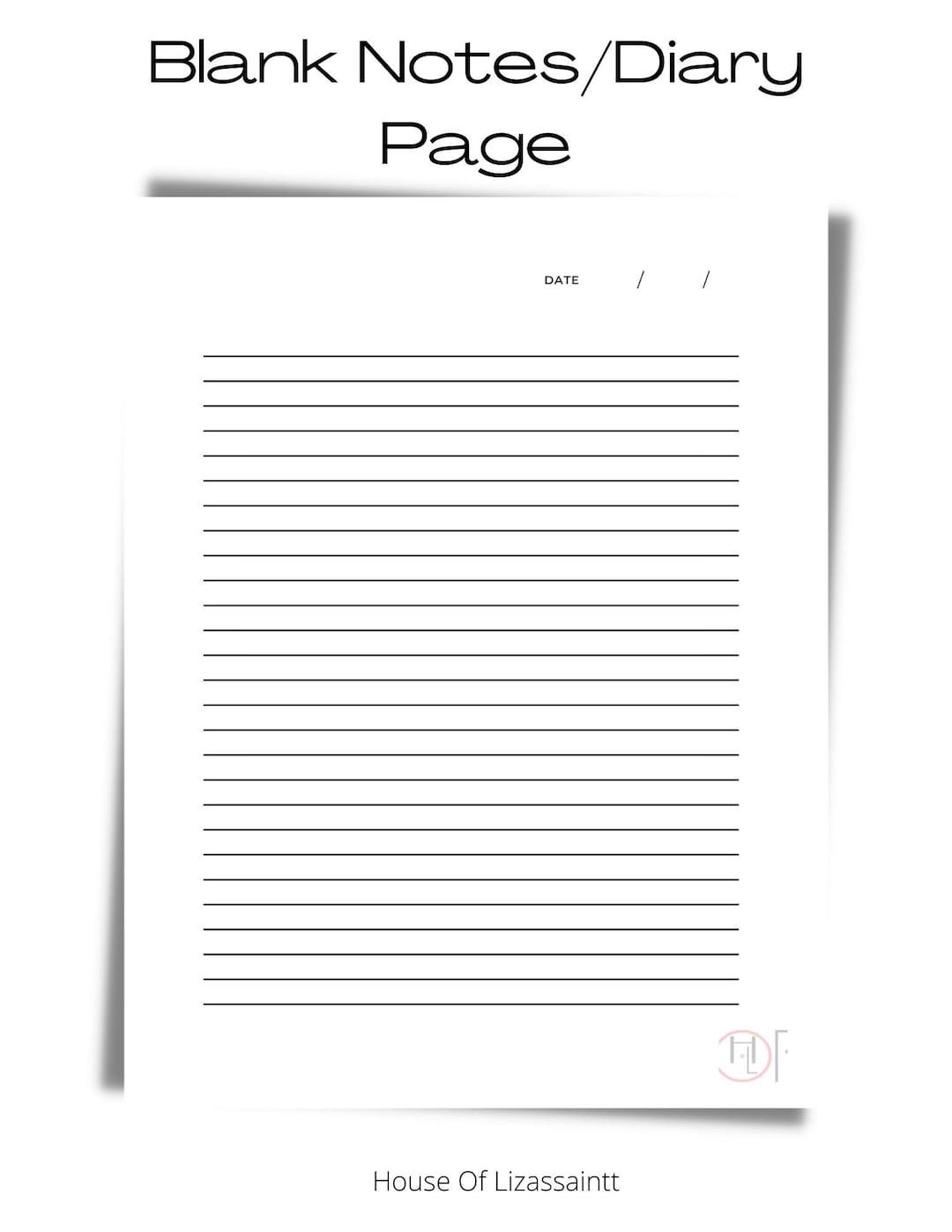 BLANK SIMPLE LINED Notes Page /diary Insert Template | Printable ...