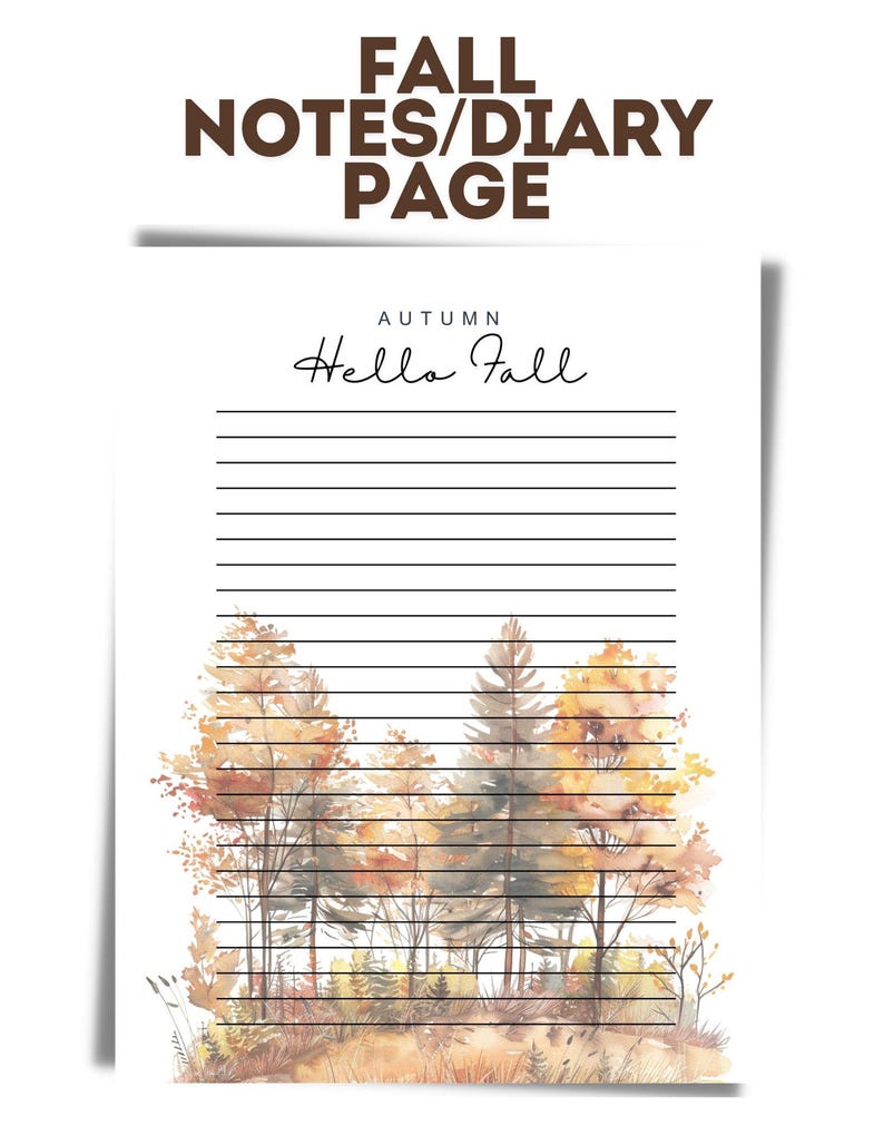 PRINTABLE FALL NOTES Page | Planner Insert | Fall Trees | Fall Leaves ...