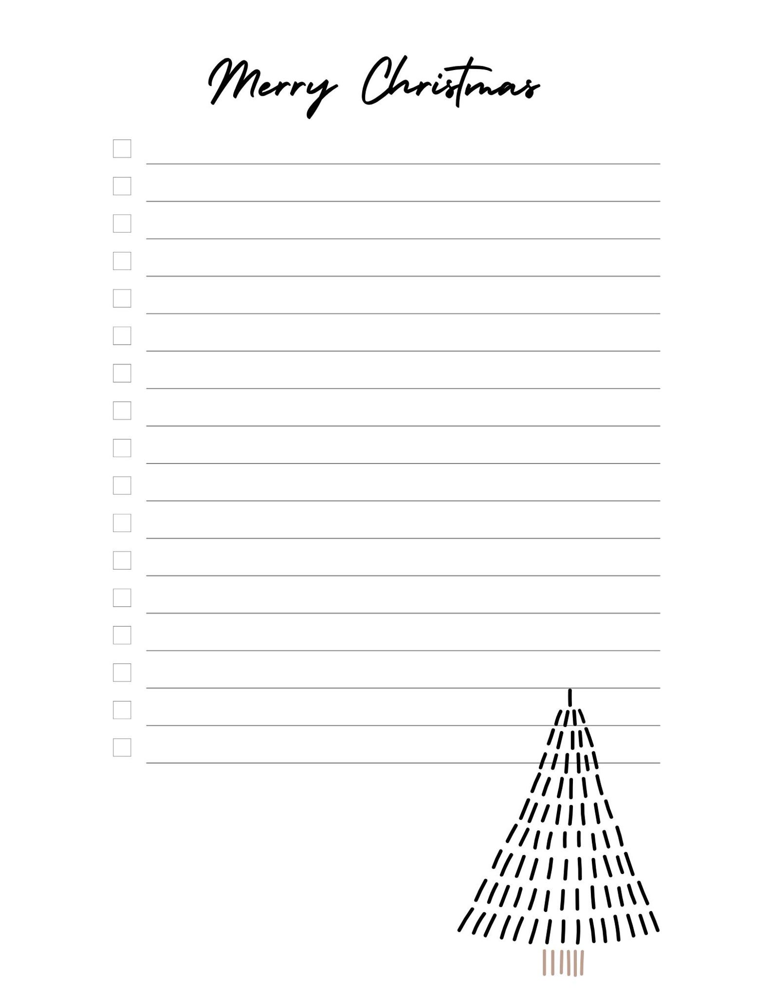MERRY CHRISTMAS NOTES Page W Christmas Tree | Printable | Digital ...