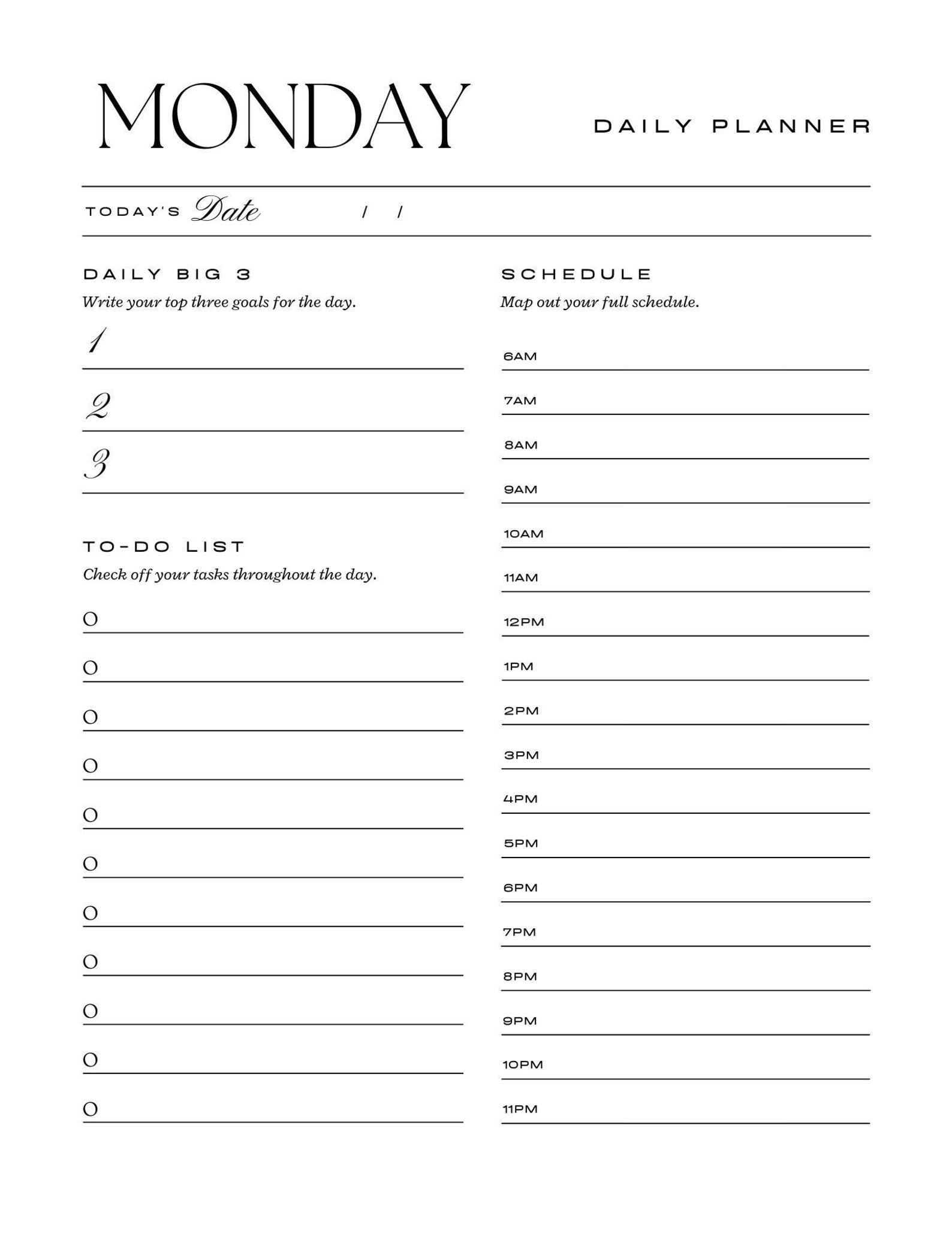 PRINTABLE DAILY BUNDLE Planner |bundle Days of the Week | Productivity ...