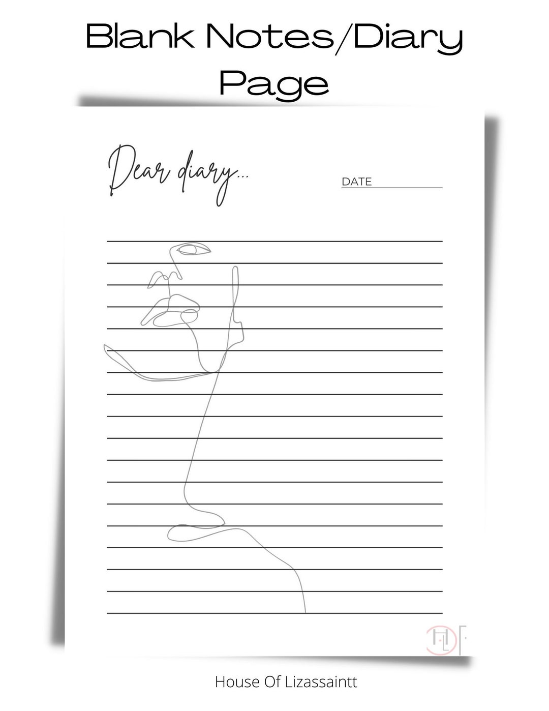 PRINTABLE DEAR Diary/blank Notes Inserts Face#3 | Printable Planner ...