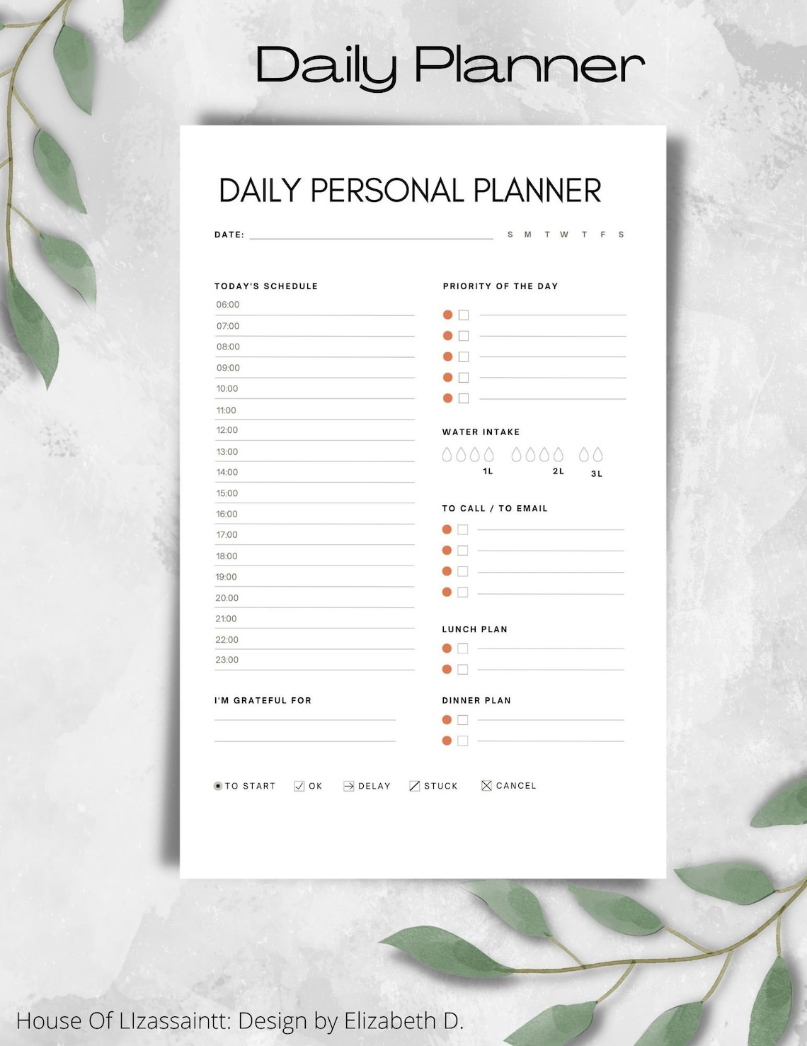 PRINTABLE DAILY PLANNER Printable Productivity Day Planner for Work ...