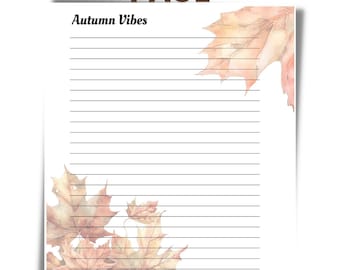 PRINTABLE FALL NOTES Page | Planner Insert | Fall Trees | Fall Leaves ...