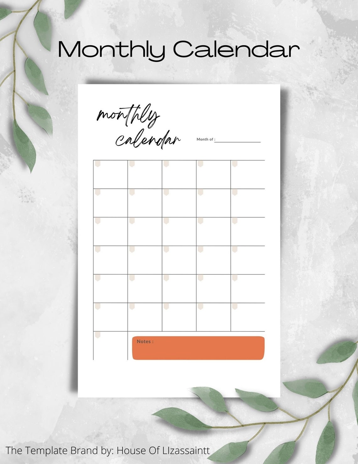 BLANK PRINTABLE MONTHLY Planner Template Work Day Instant - Etsy