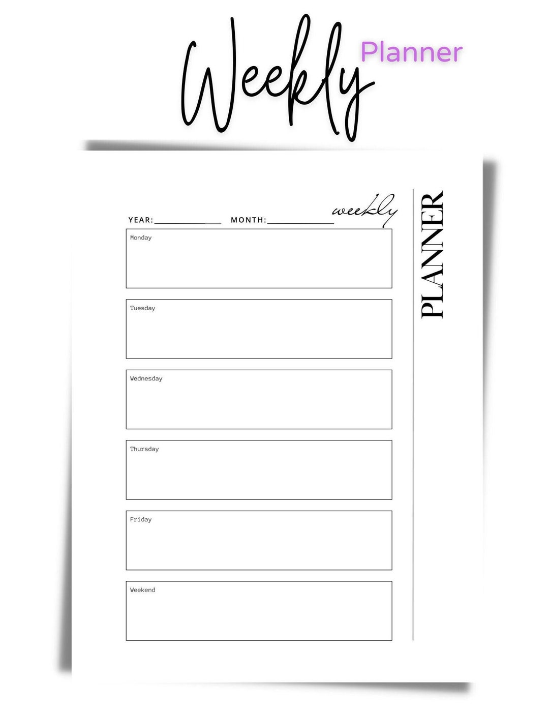 PRINTABLE WEEKLY PLANNER Template | Downloadable | Diary Insert | Notes ...