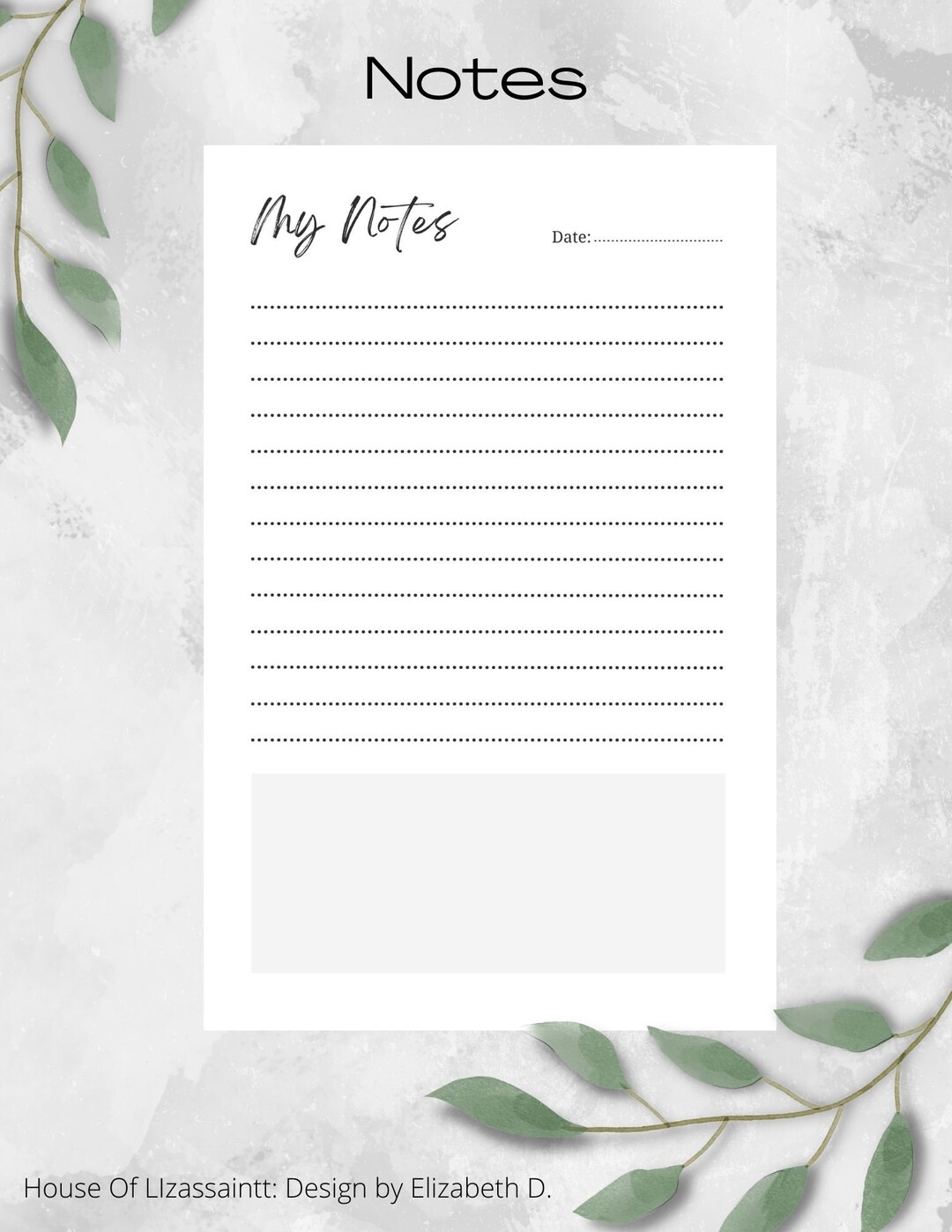 PRINTABLE BLANK Notes/diary Page Template Printable Planner Instant ...