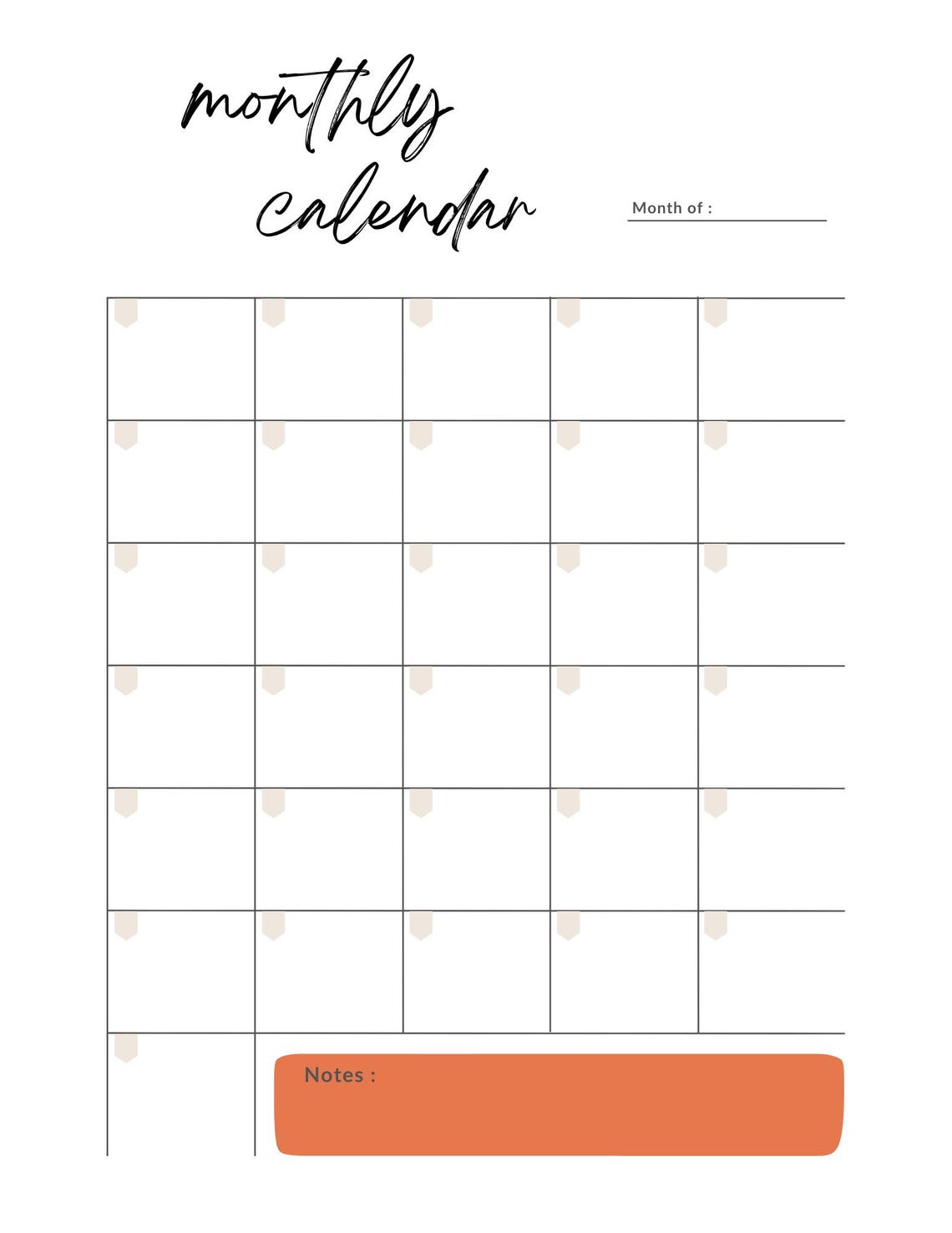 BLANK PRINTABLE MONTHLY Planner Template | Work Day | Instant ...