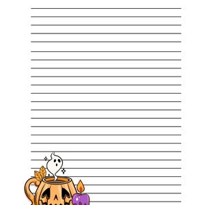 PRINTABLE HALLOWEEN NOTES Page W/halloween Pumpkin Mug Ghost & Candle ...