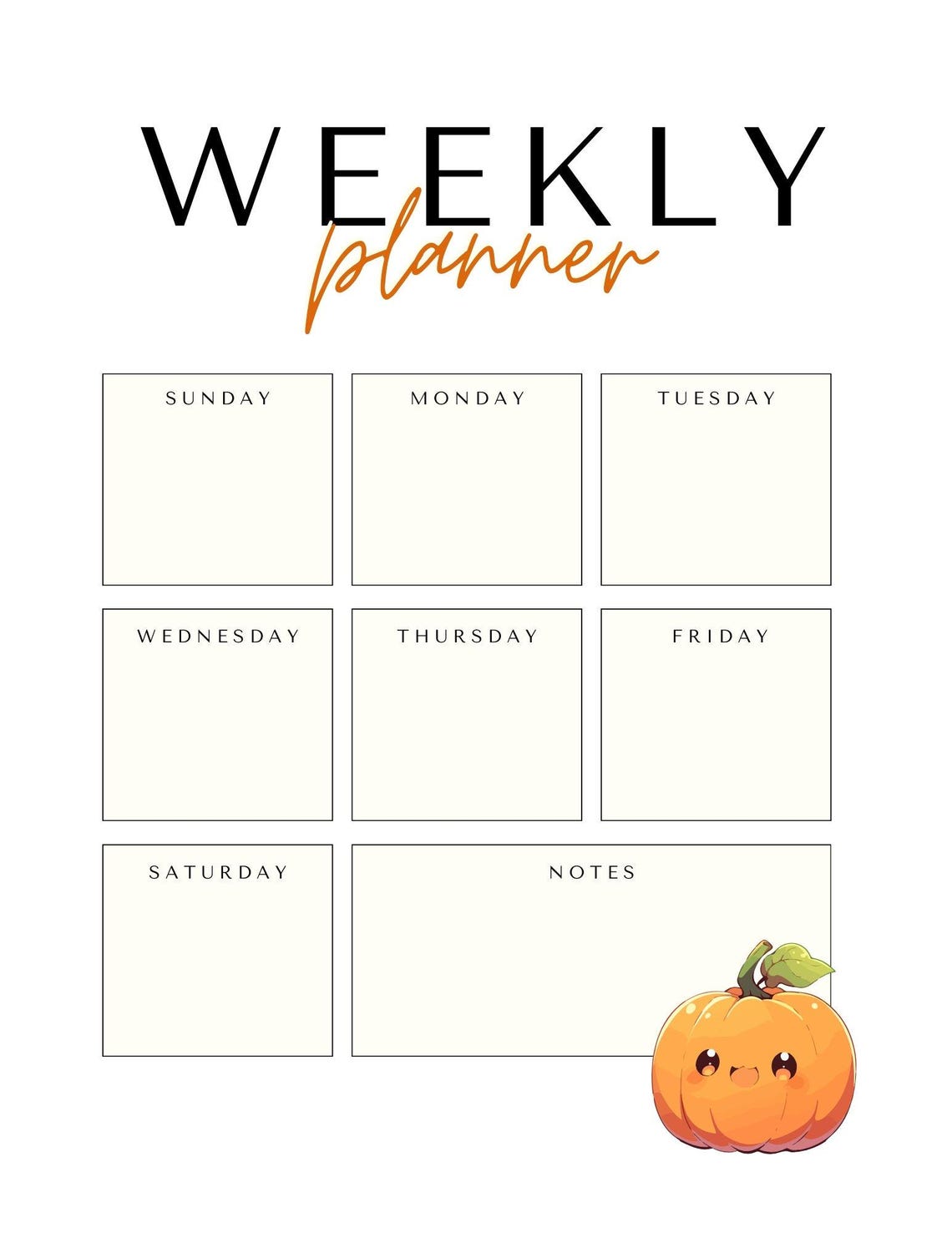 PRINTABLE HALLOWEEN WEEKLY Planner W/happy Pumpkin | Happy Vibes ...