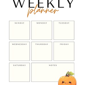 PRINTABLE HALLOWEEN WEEKLY Planner W/happy Pumpkin | Happy Vibes ...
