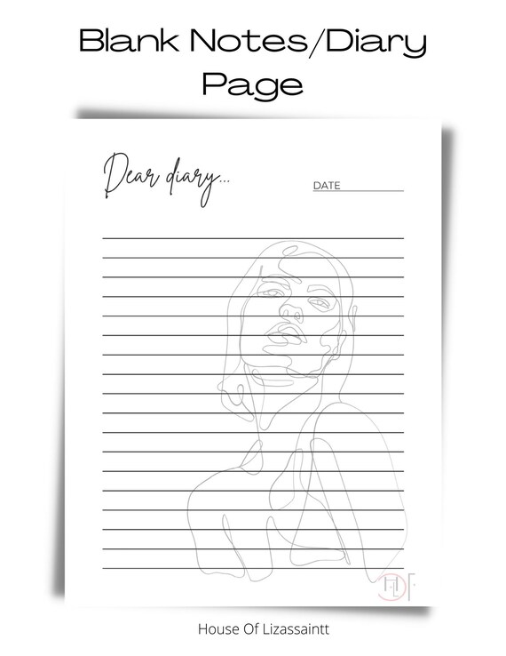 PRINTABLE BLANK Diary/notes Inserts Face1 Printable Planner - Etsy