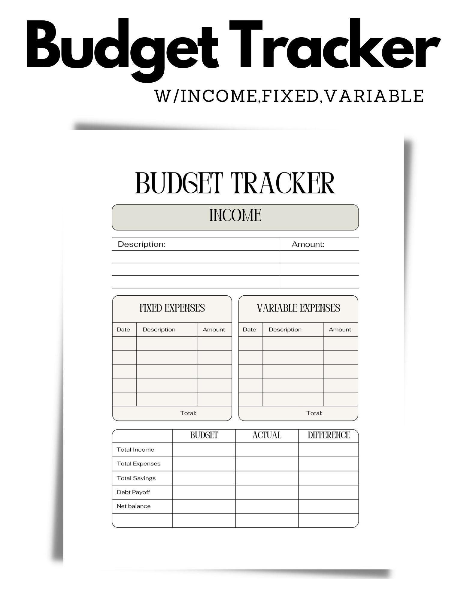 PRINTABLE INCOME BUDGET Tracker Template | Income Planner | Personal ...