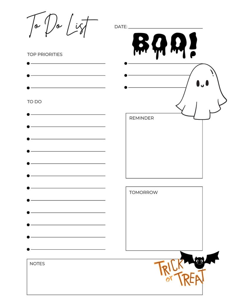 HALLOWEEN TO-DO List | Planner | Printable | Digital | Halloween List ...