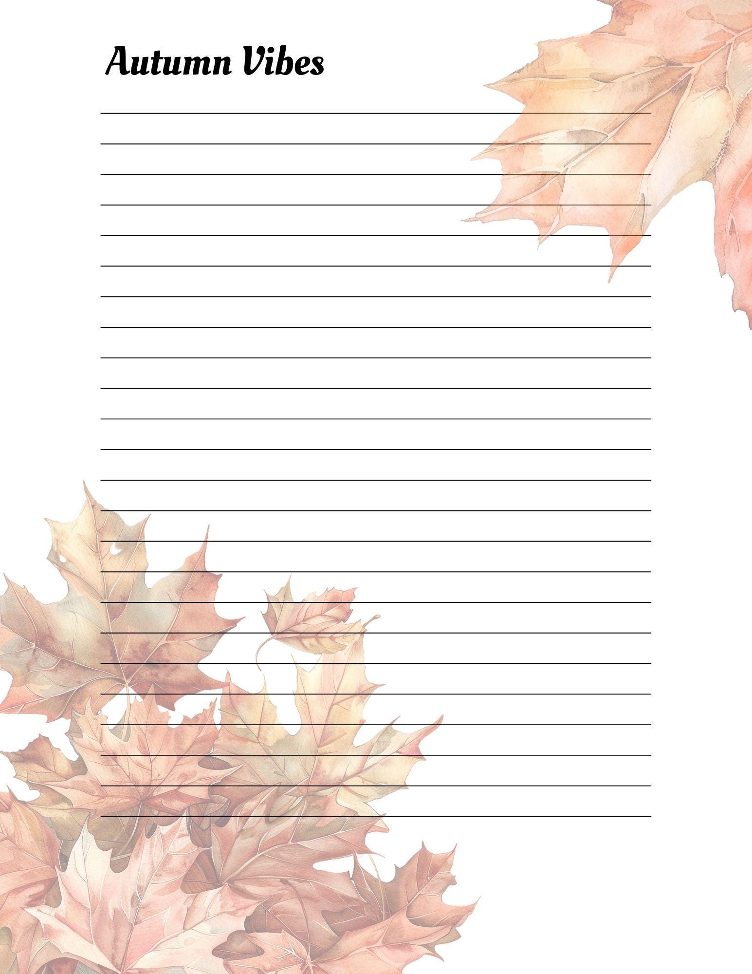 PRINTABLE FALL NOTES Page | Planner Insert | Fall | Fall Leaves ...