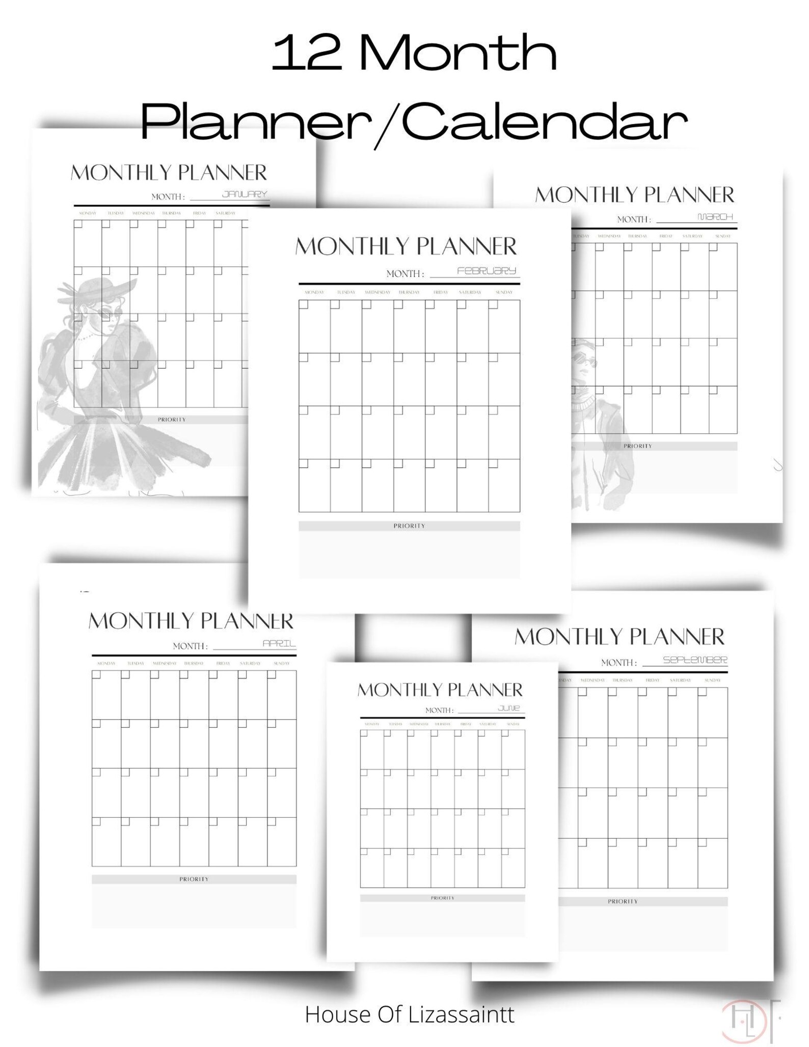 PRINTABLE 12 MONTH BUNDLE Planner | Printable Productivity Planner for ...