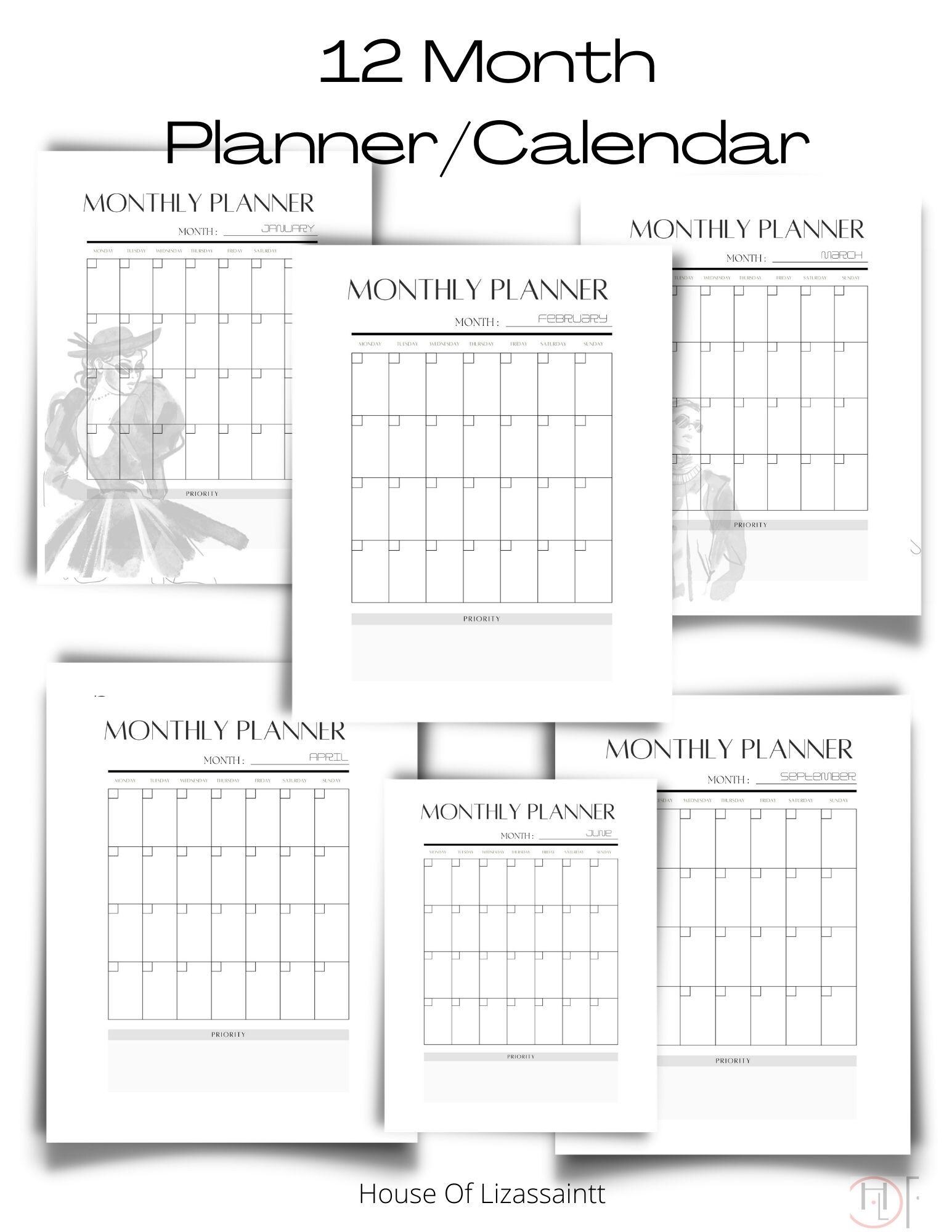 PRINTABLE 12 MONTH BUNDLE Planner | Printable Productivity Planner for ...