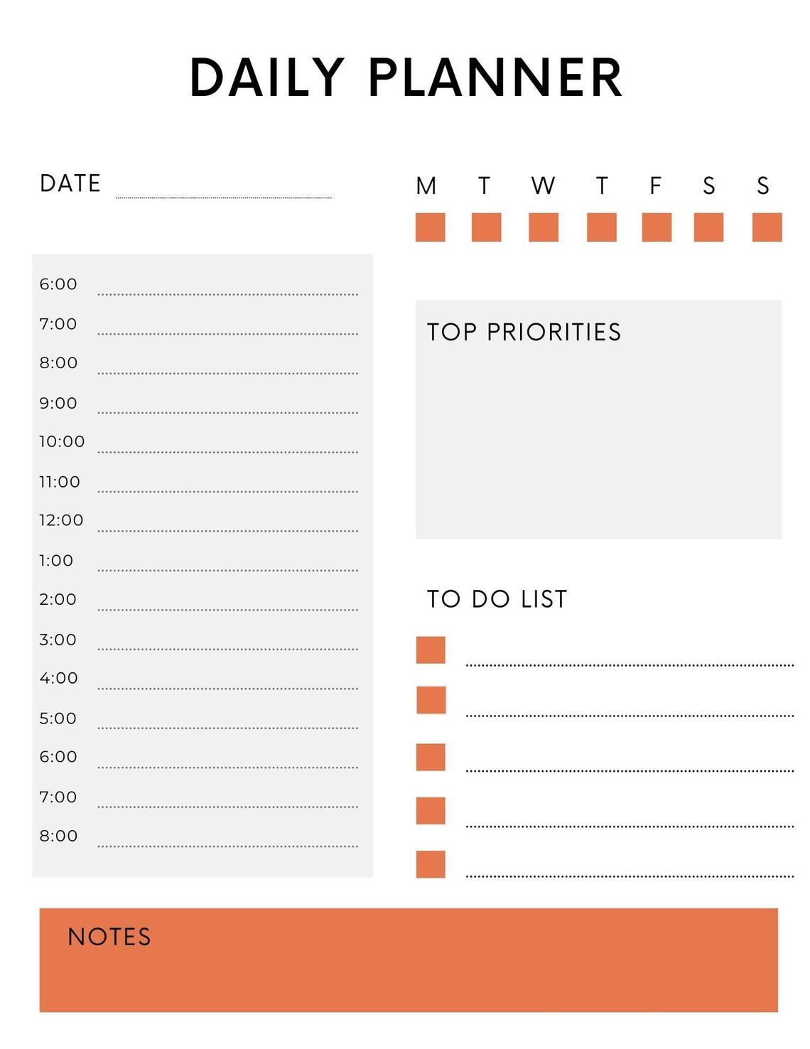 PRINTABLE DAILY PLANNER | Printable Productivity Day Planner for Work ...