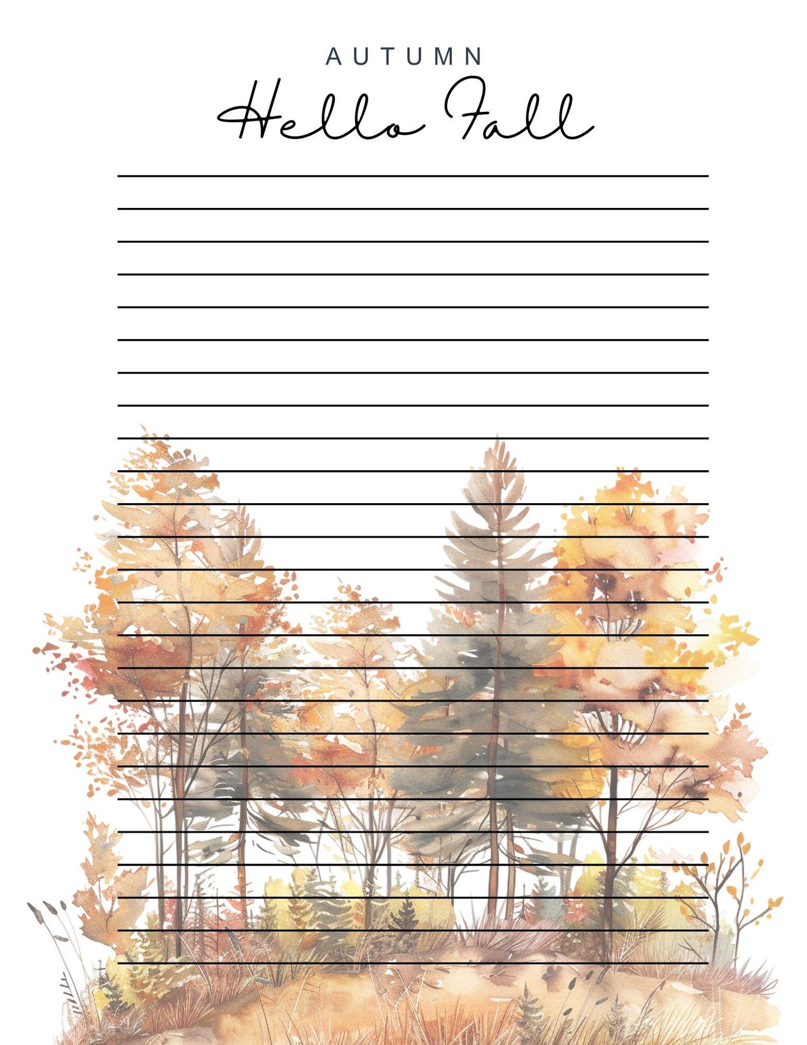 PRINTABLE FALL NOTES Page | Planner Insert | Fall Trees | Fall Leaves ...