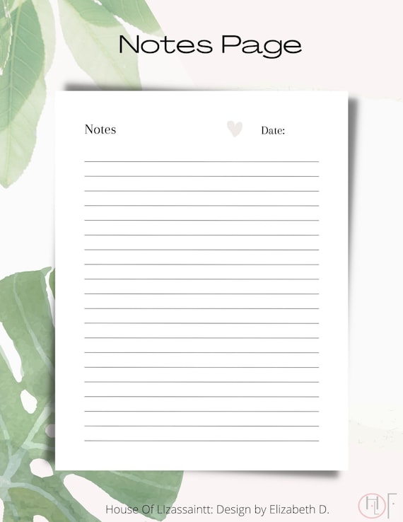 PRINTABLE BLANK Notes/diary Page Template Printable Planner - Etsy