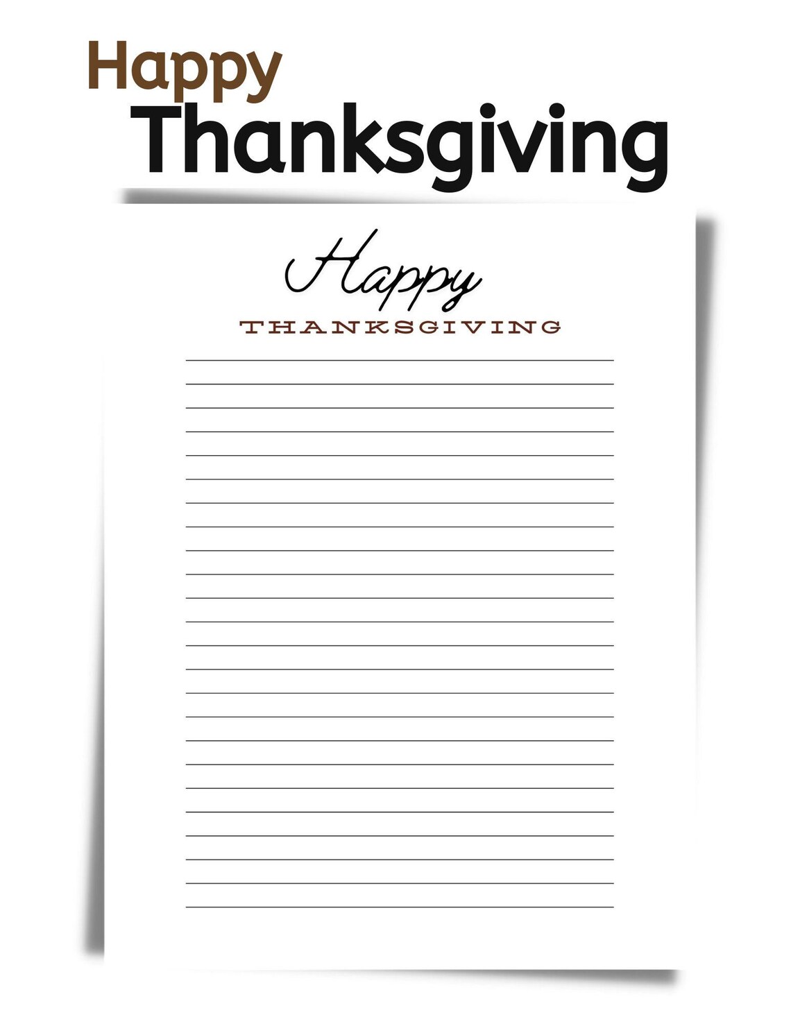 HAPPY THANKSGIVING NOTES Page | Planner Insert | Printable | Digital ...