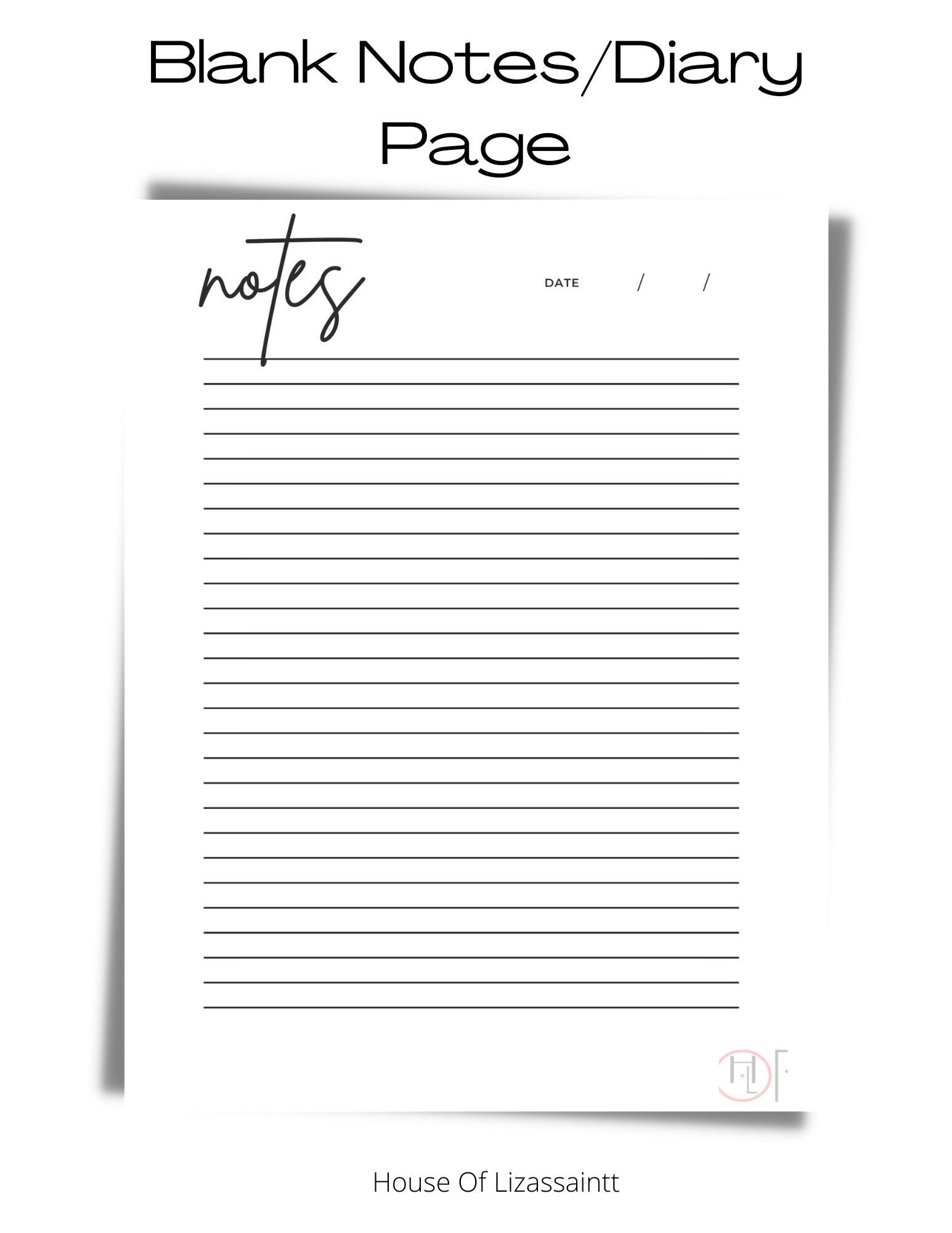 PRINTABLE NOTES/DIARY Insert Bundle Planner Diary Page Notes Template ...