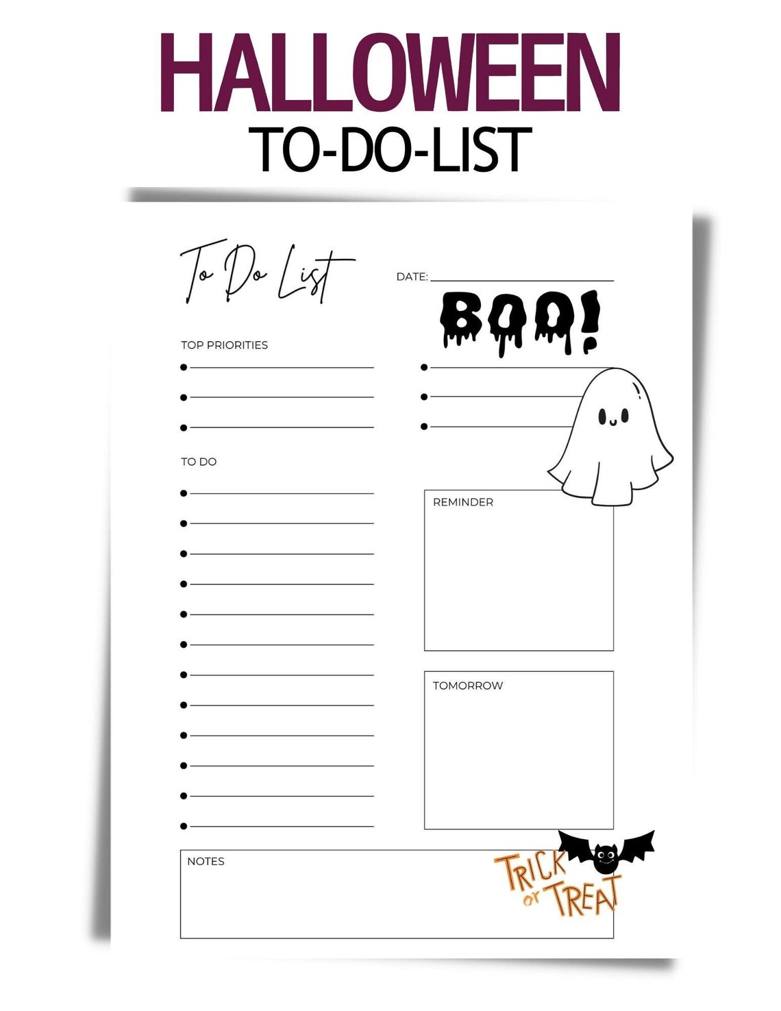 HALLOWEEN TO-DO List | Planner | Printable | Digital | Halloween List ...