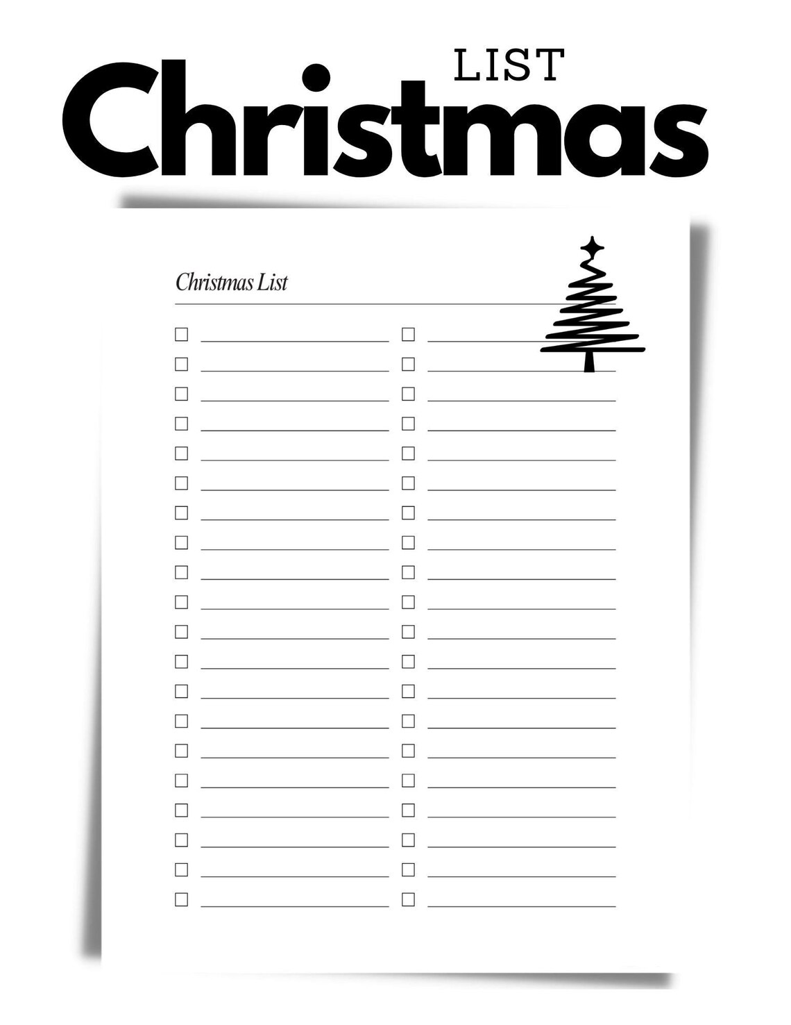 CHRISTMAS List W/ Zig Zag Tree | Printable | Digital | Christmas List ...