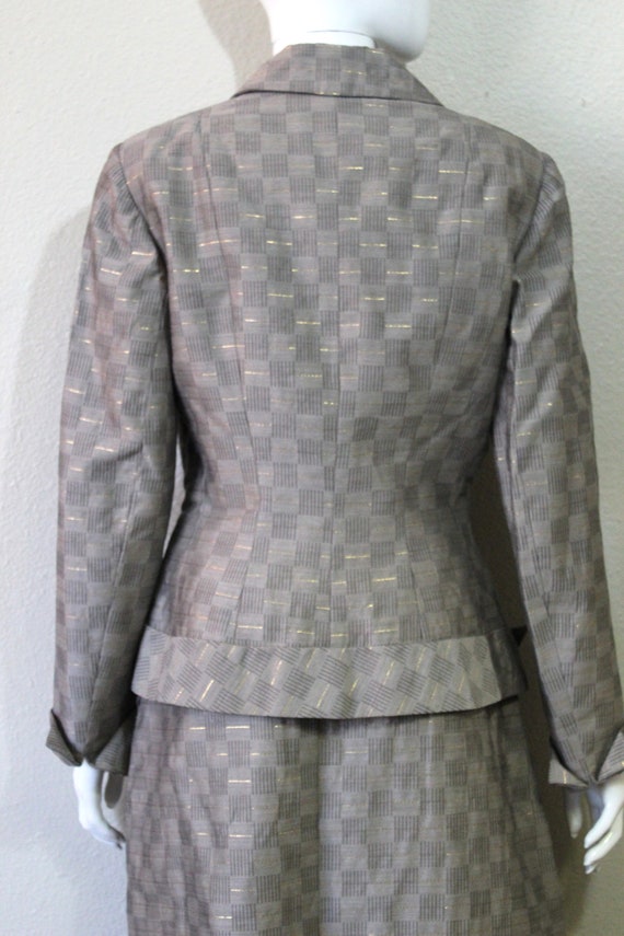 1940s Suit Betty Rose Suit Silk Checkered Fitted Suit… - Gem