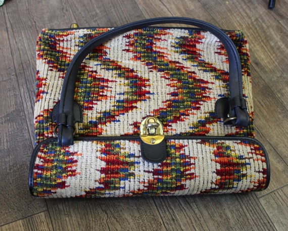 Vintage 1960s MOD Purse / Large Unique Zig Zag Jaclyn… - Gem