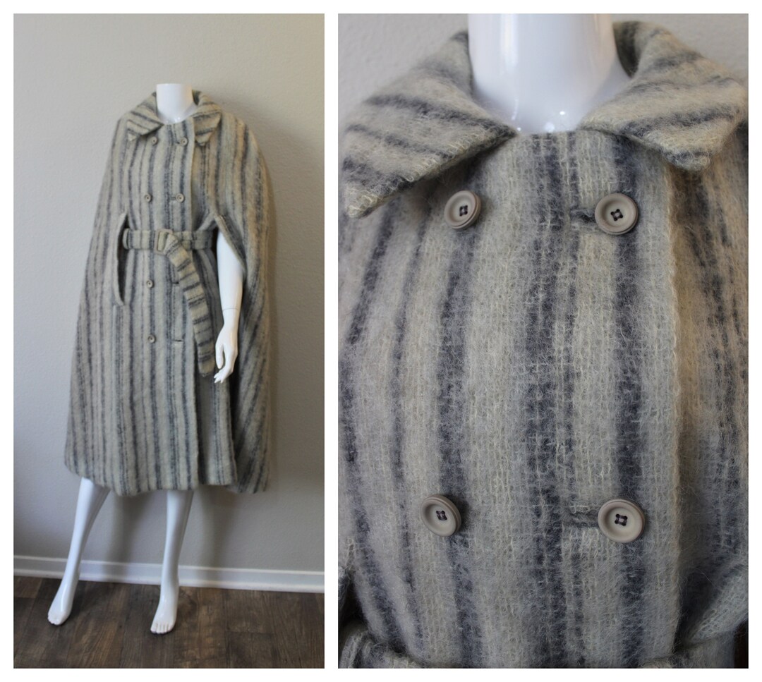 Vintage NOS Donegal Design Ireland GORGEOUS Mohair Belted Cape Coat ...