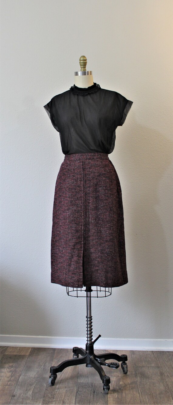 Vintage 1950s Tami of San Francisco Burgundy gray wov… - Gem
