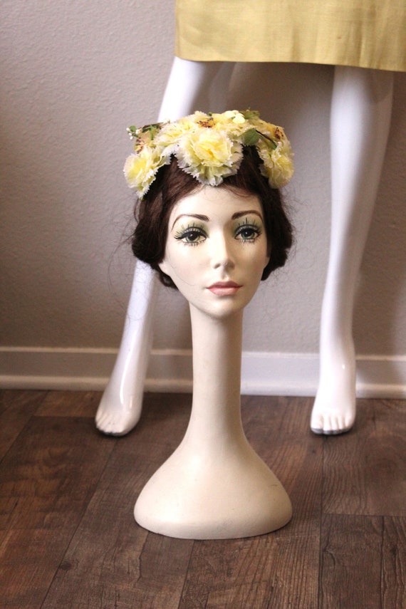 Vintage 1940s 50s Summer Straw Platter Hat White Swee… - Gem