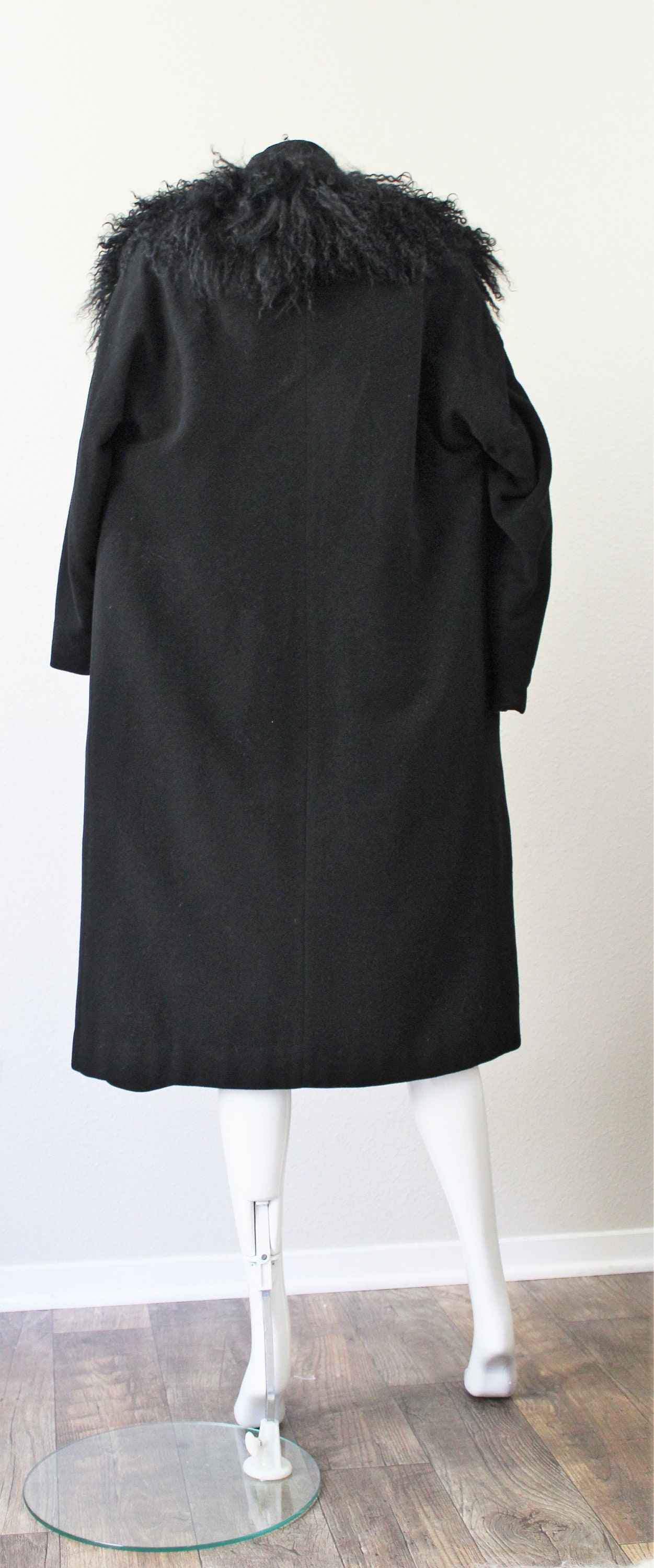 Vintage 1960s Black Cashmere real Mongolian Lamb fur fancy | Etsy