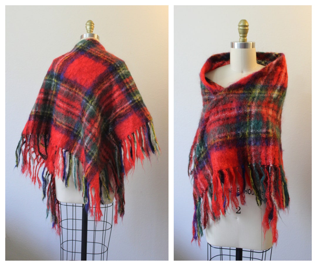 Vintage 1950's 60's Royal Scot Made in Great Britian RED Plaid Mohair ...