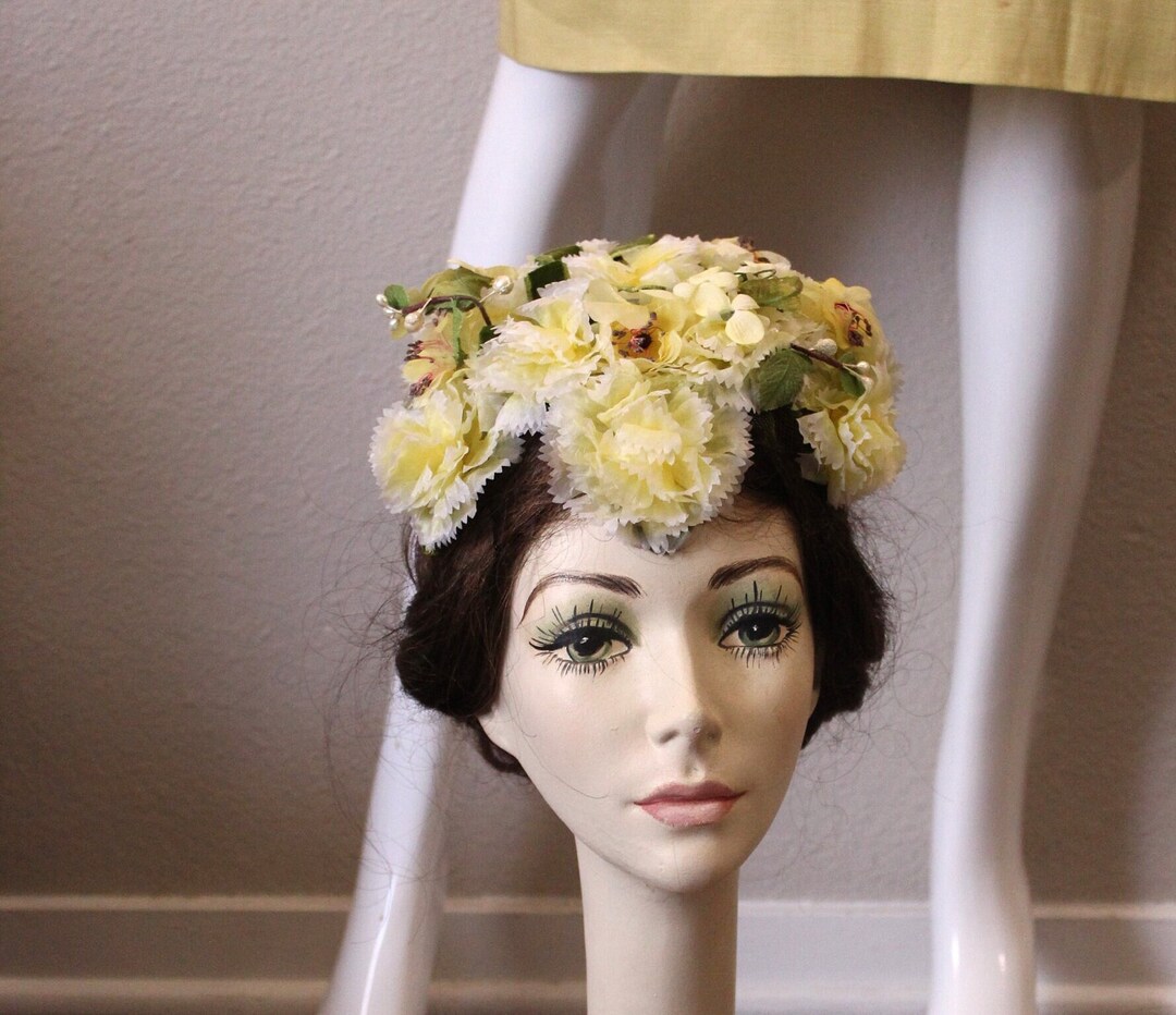 Vintage 1940s 50s Summer Straw Platter Hat White Sweet Peas Celluloid ...