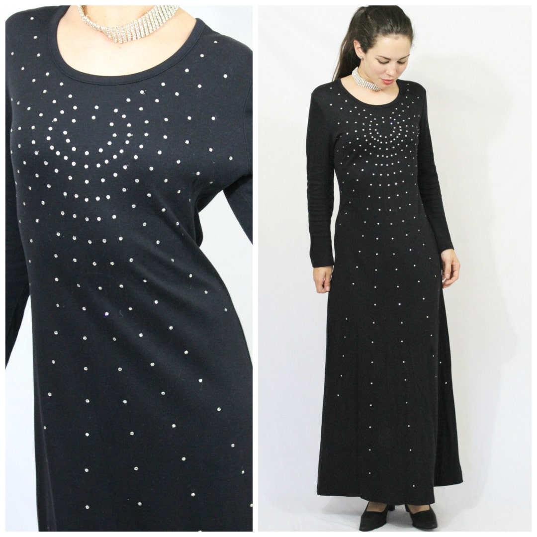 Vintage 70's Disco Maxi Dress Set RHINESTONE Sunburst Sunray CITY GIRL ...