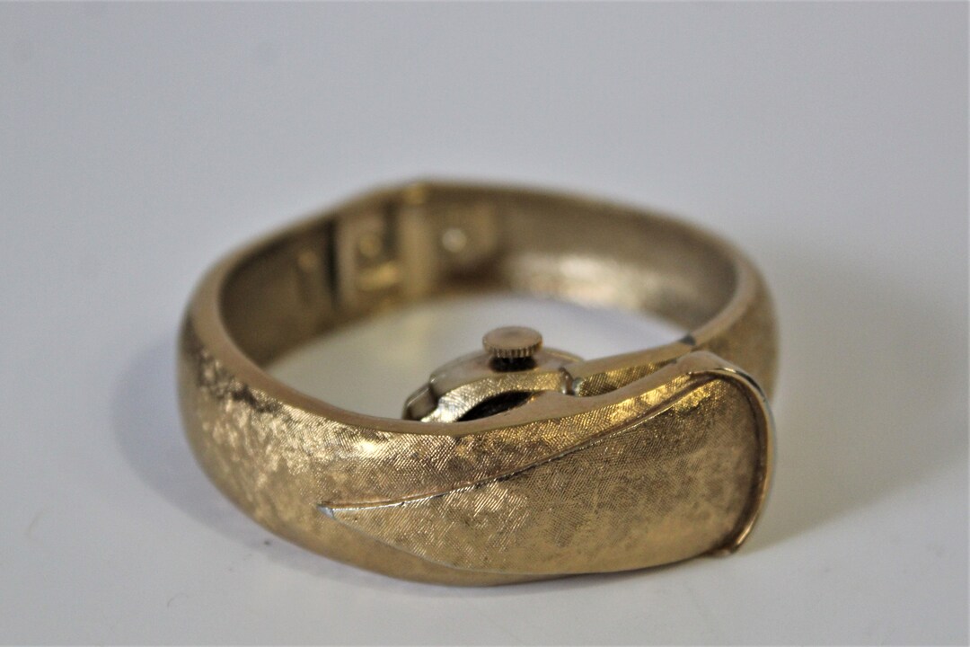 Vintage MOD Joseph Magnin California Gold Cuff Clamper Hidden Wrist ...