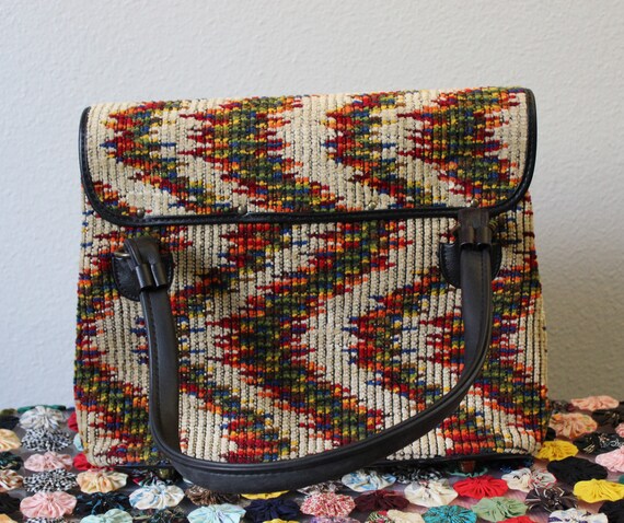 Vintage 1960s MOD Purse / Large Unique Zig Zag Jaclyn… - Gem