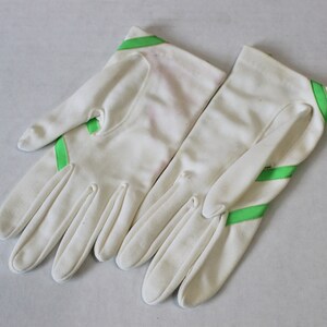 Vintage 60s 1960s Neon Green Dayglo Trim Cotton Gloves Ladies GLOVES ...