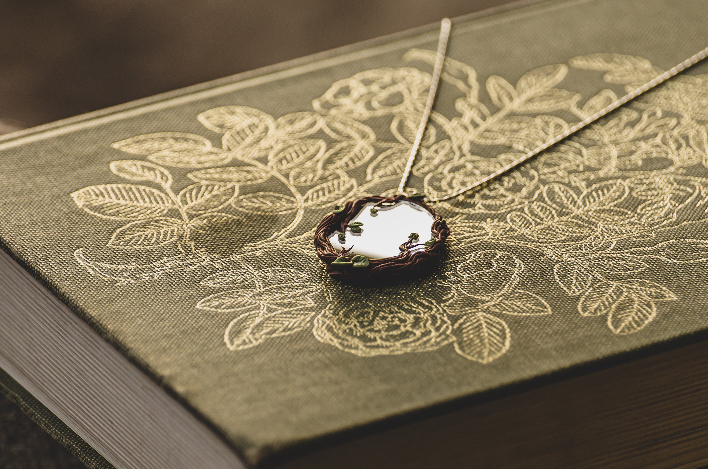 AMULET MIRROR NECKLACE oval protection necklace Witch | Etsy