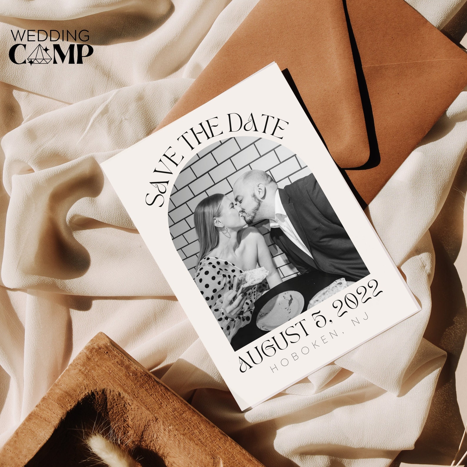 Chic Modern Save the Date Template, Boho Glam Wedding Invitation ...